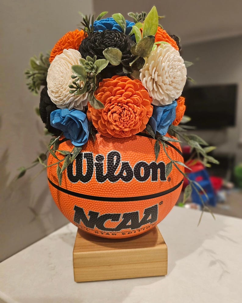 Basketball Wood Flower Arrangement – Unique Sports-inspired Floral ...