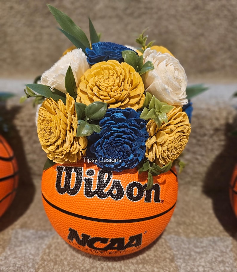 Basketball Wood Flower Arrangement – Unique Sports-inspired Floral ...