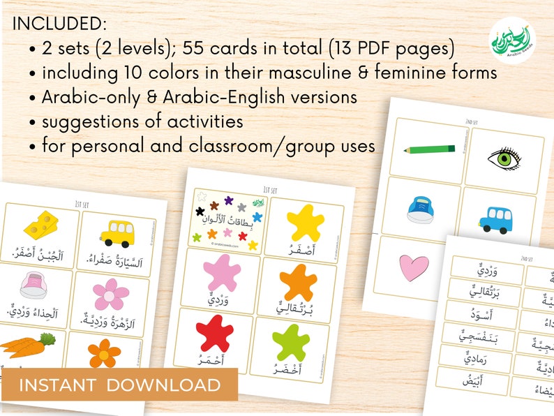 Arabic Colours Flashcards for Kids - Colors in Arabic Printable ...