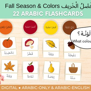 Arabic Fall Season Flashcards - Arabic Colours Flashcards for Kids ...