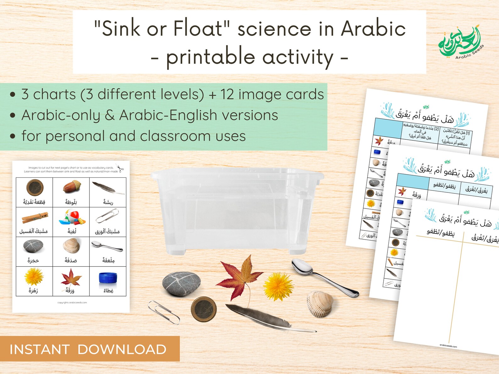 Sink or Float Arabic Worksheets and Flashcards for Kids - Arabic ...