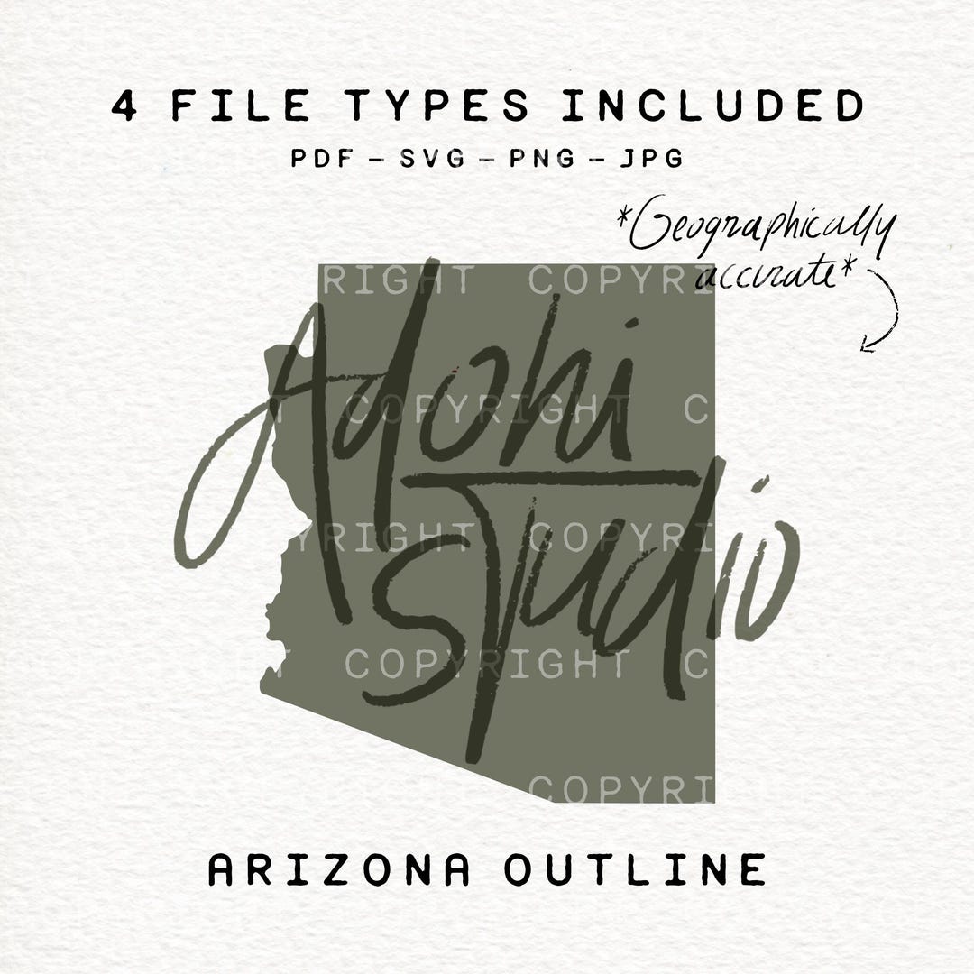 Arizona State Outline File: Svg, Png, Jpg, Pdf - Etsy