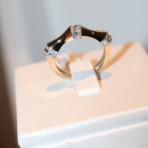Solid Gold and White Diamond Bamboo Ring. Bamboo Art Deco Diamond Ring ...