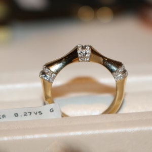 Solid Gold and White Diamond Bamboo Ring. Bamboo Art Deco Diamond Ring ...