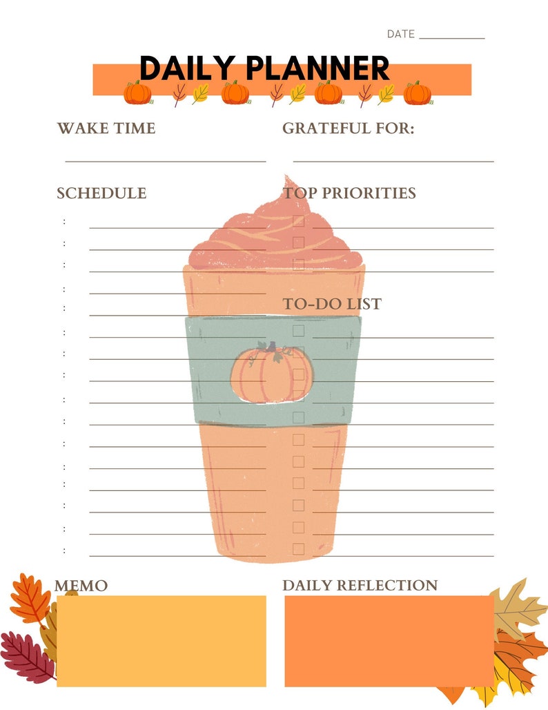 Autumn Planner Insert, Fall Schedule, Daily Planner, Fall Planner ...