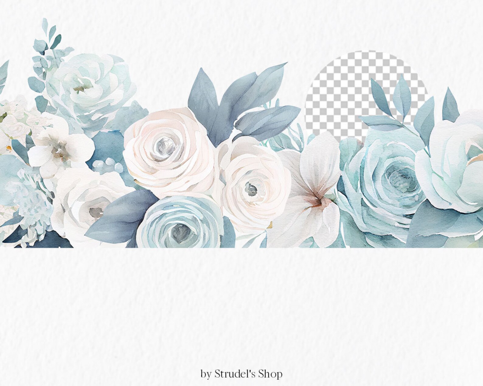 Dusty Blue Flower Seamless Border Watercolor Clipart PNG - Etsy