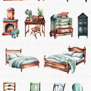 Summer Cottage Watercolor Clipart PNG - Farmhouse Cottagecore Garden ...