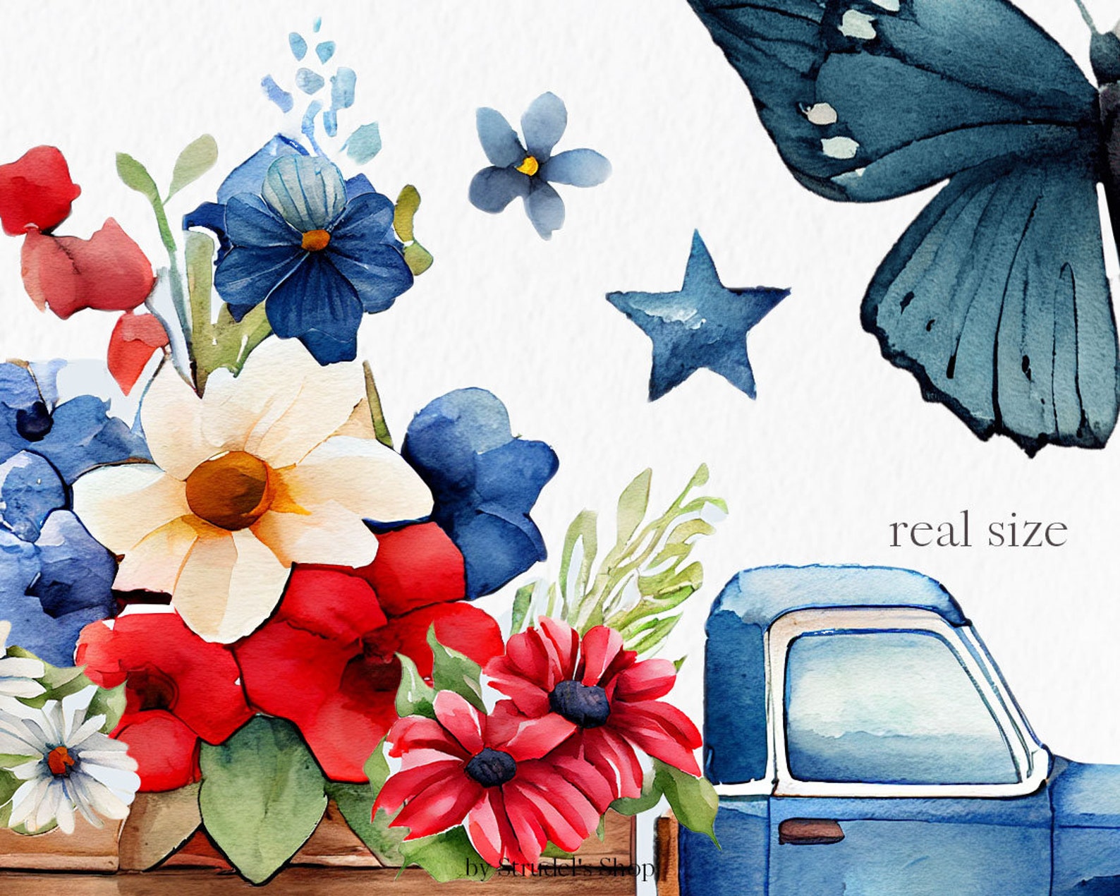 Fourth of July Watercolor Clipart PNG - 4th of July Memorial Day Summer ...