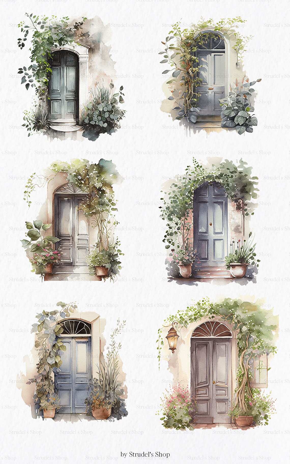 Cozy Doors Windows Watercolor Clipart PNG House Sublimation - Etsy