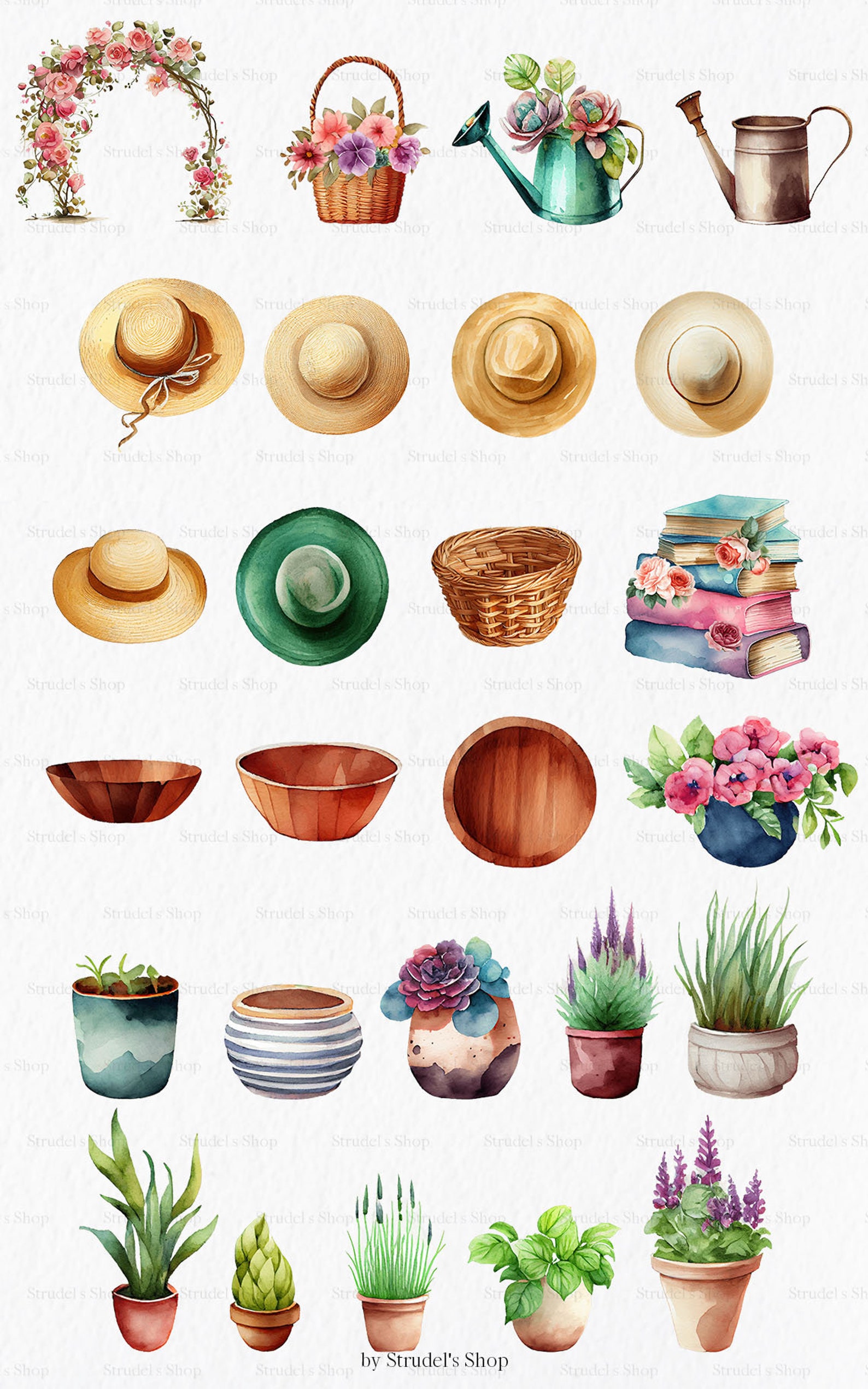 Summer Cottage Watercolor Clipart PNG Farmhouse Cottagecore - Etsy