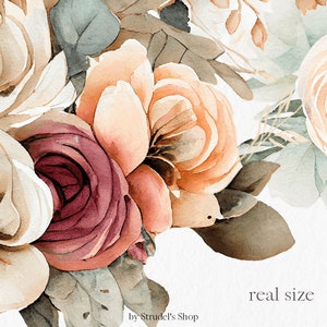 Boho Flowers Watercolor Clipart PNG - Floral Wedding Bohemian ...