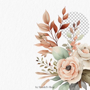 Boho Flowers Watercolor Clipart PNG - Floral Wedding Bohemian ...