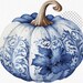 Blue White Pumpkin Watercolor Clipart PNG Autumn - Etsy