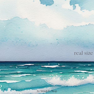 Ocean Landscape Watercolor Clipart PNG - Scenery Beach Sea Summer ...