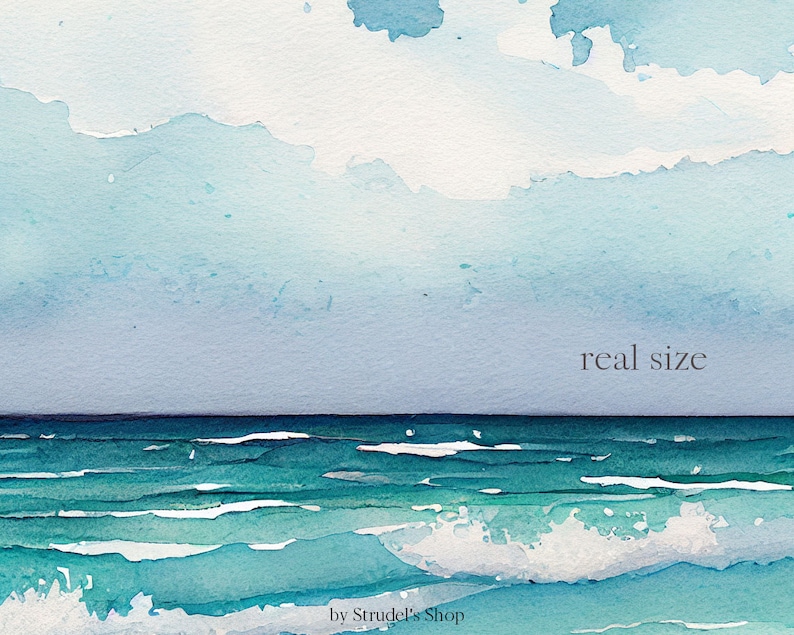 Ocean Landscape Watercolor Clipart PNG - Scenery Beach Sea Summer ...
