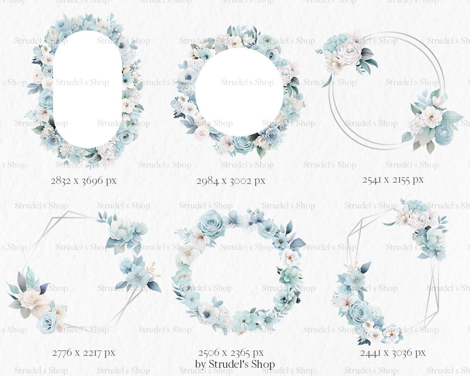 Soft Blue Pastel Frames Watercolor Clipart PNG Wedding - Etsy