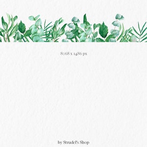Summer Watercolor Leaves Border c74 - Etsy