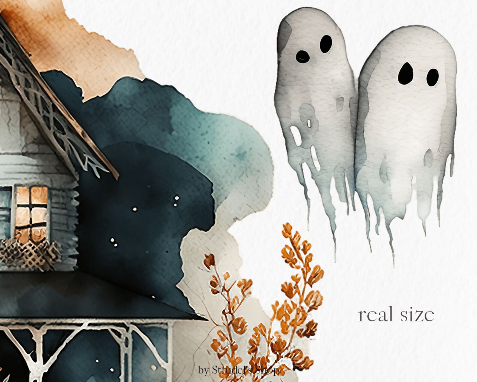 Halloween Clipart PNG Spooky Party Pumpkin Ghost Jack O - Etsy