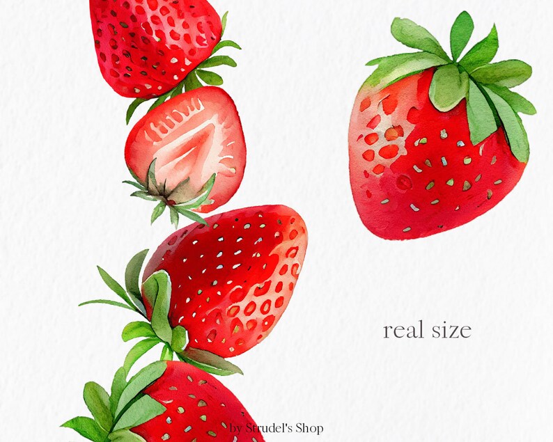 Strawberry Watercolor Clipart PNG Frame Border Wreath Summer - Etsy