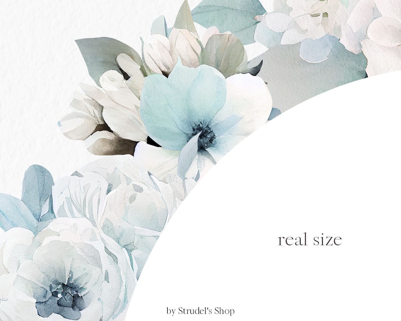 Soft Blue Pastel Frames Watercolor Clipart PNG Wedding Floral Frame ...