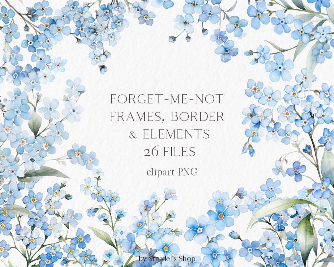 Blue Wildflower Bouquet Watercolor Clipart PNG - Frame Card Clipart ...