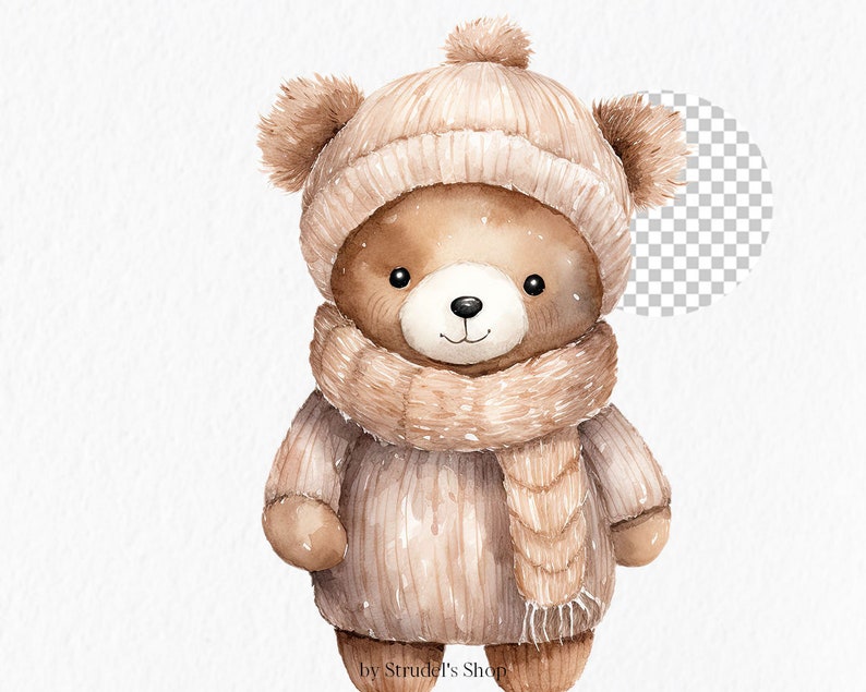 Cozy Woodland Animals Watercolor Clipart PNG Deer Raccoon - Etsy