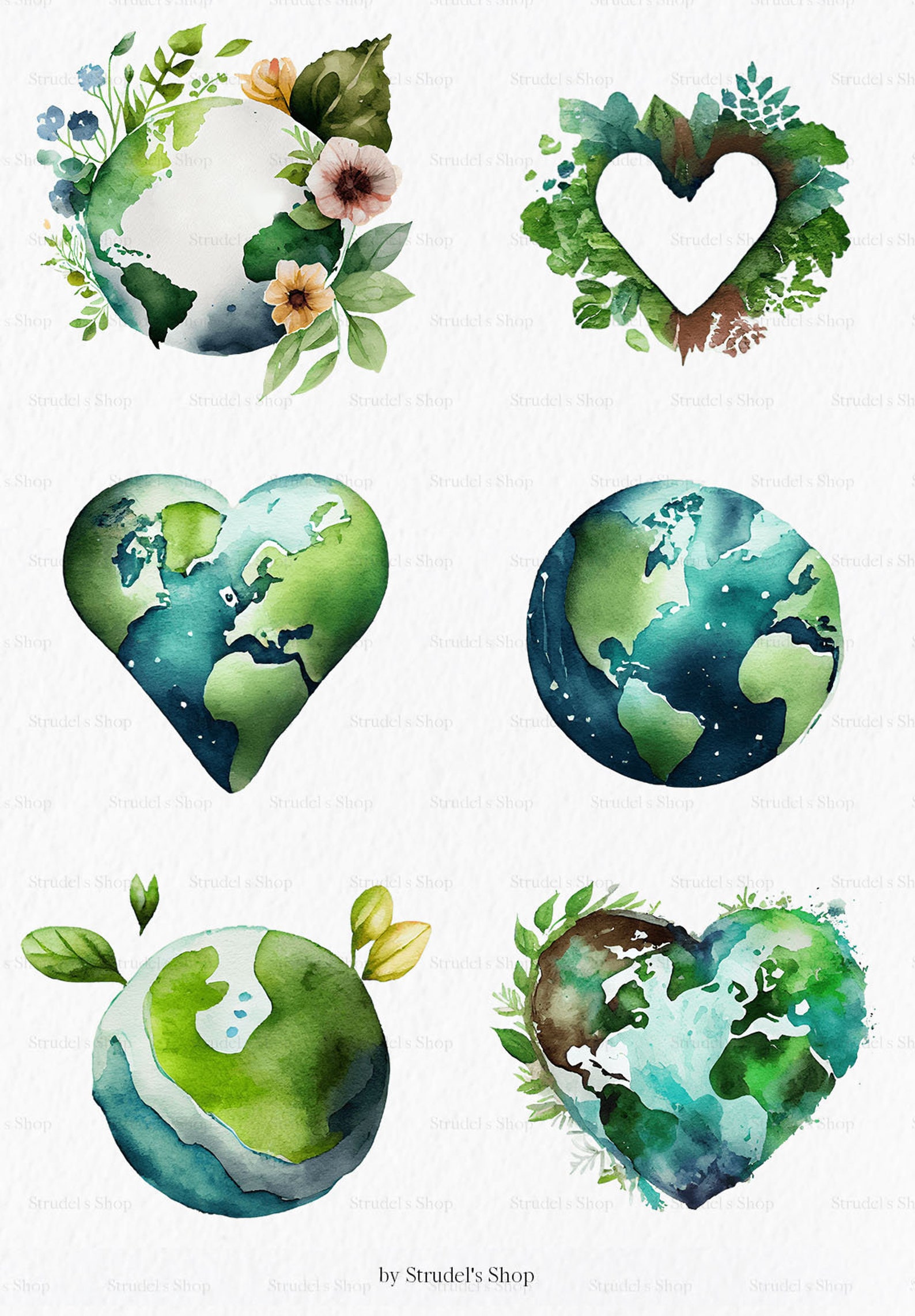 Earth Day Watercolor Clipart PNG Environment Celebrate Earth - Etsy