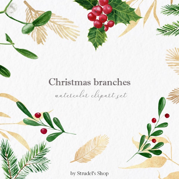 Holly Watercolor - Etsy