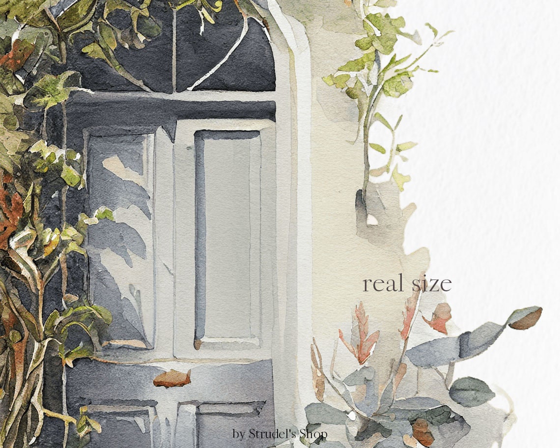 Cozy Doors Windows Watercolor Clipart PNG House Sublimation - Etsy