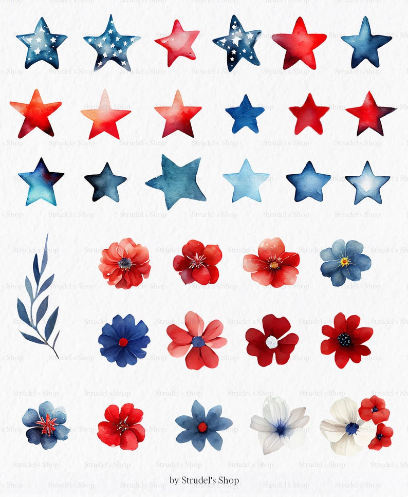 4th of July Watercolor Clipart PNG Independence Day Camper - Etsy