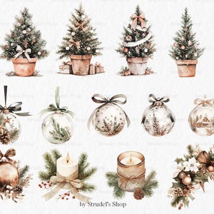 Boho Christmas Png Watercolor Clipart - #b157 - Etsy