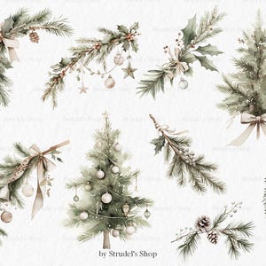 Boho Christmas Png Watercolor Clipart - #b157 - Etsy