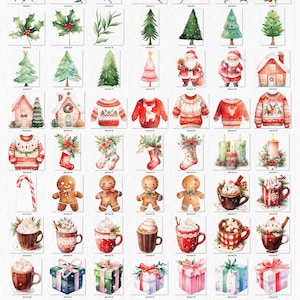 Cute Watercolor Clipart Christmas Bundle - Christmas Tree Frame Border ...