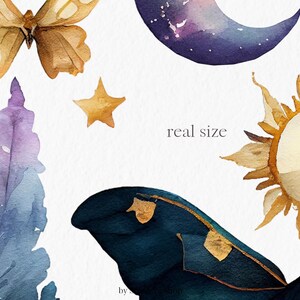 Witchy Watercolor Clipart PNG - Mystical Crescent Sun Star Butterflies ...