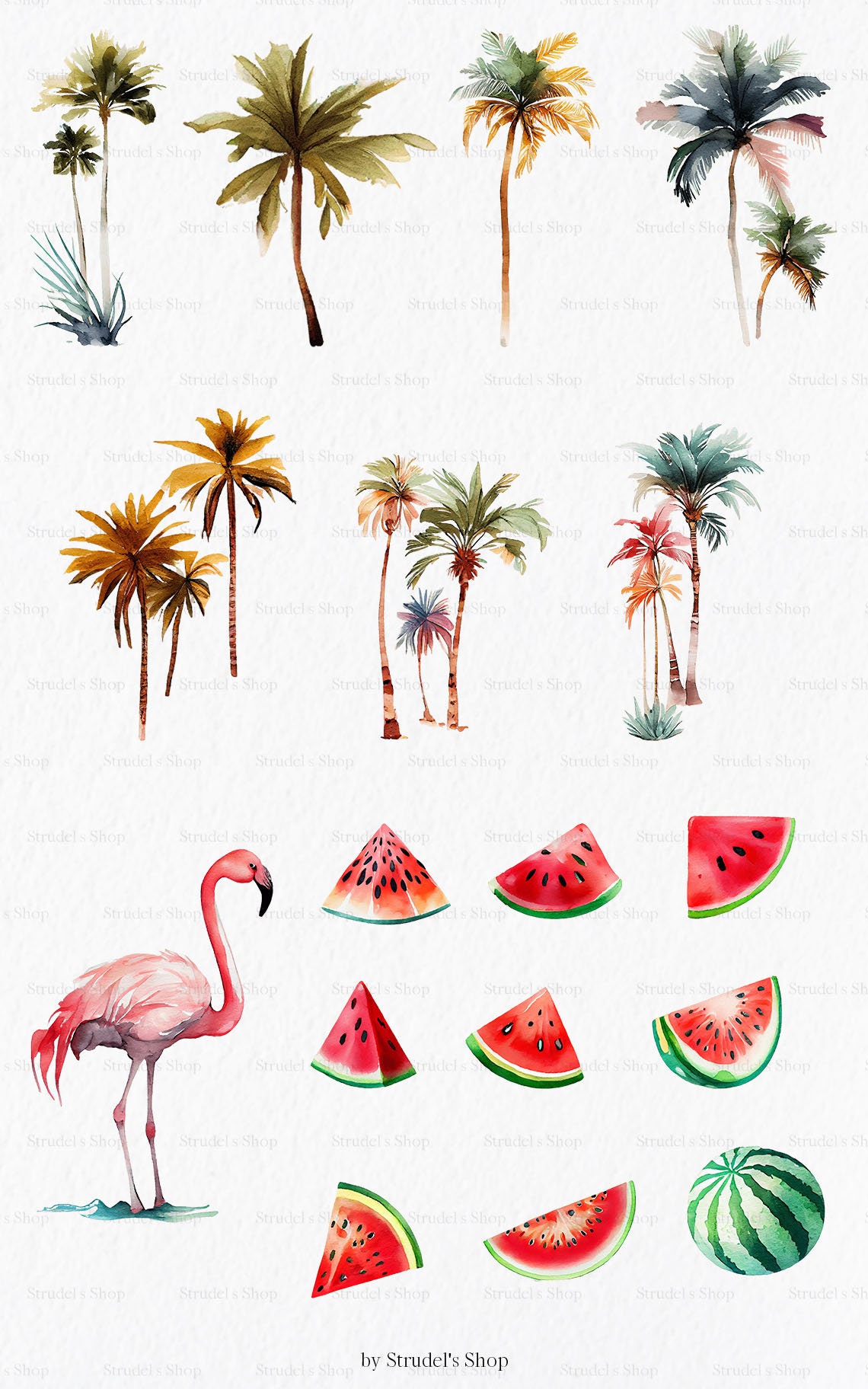 Summer Vacation Watercolor Clipart PNG Travel Palm Trees - Etsy