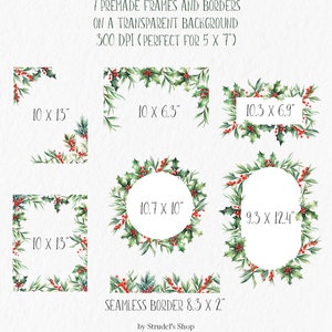 Cute Watercolor Clipart Christmas Bundle - Christmas Tree Frame Border ...