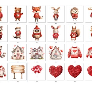 Valentines Day Woodland Animals - Watercolor Clipart Cute for Kids ...