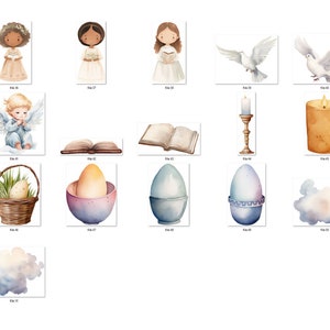 First Communion Watercolor Clipart - Church Cross Angel Religion Bible ...