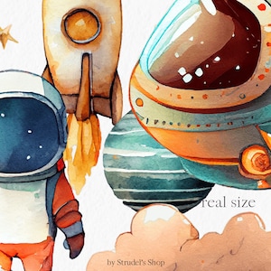 Cute Astronaut Watercolor Clipart PNG - Birthday Party Clipart ...