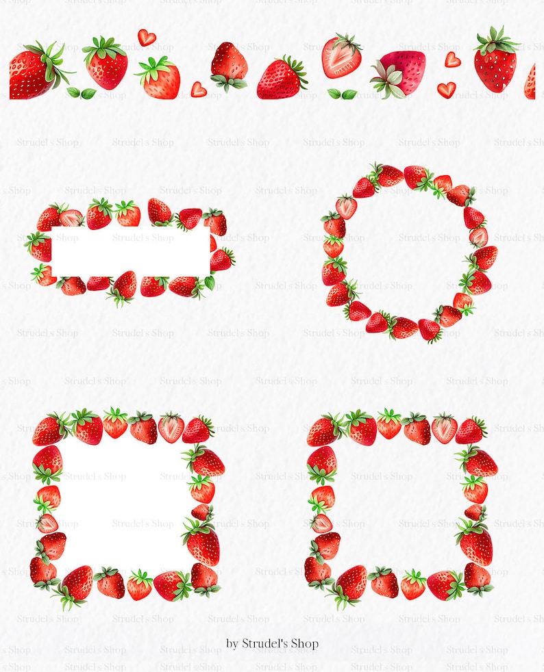 Strawberry Invitation Clipart PNG - Wedding Baby Shower Watercolor ...