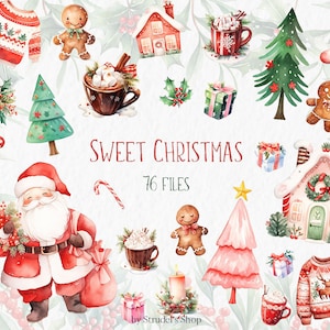 Cute Watercolor Clipart Christmas Bundle - Christmas Tree Frame Border ...