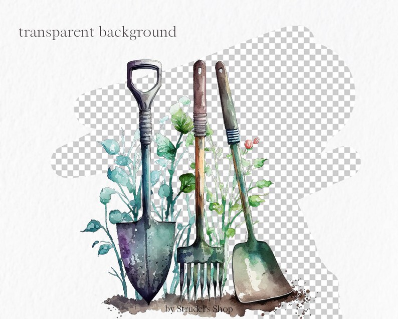 Cute Little Garden Watercolor Clipart PNG - Spring Summer Scrapbooking ...