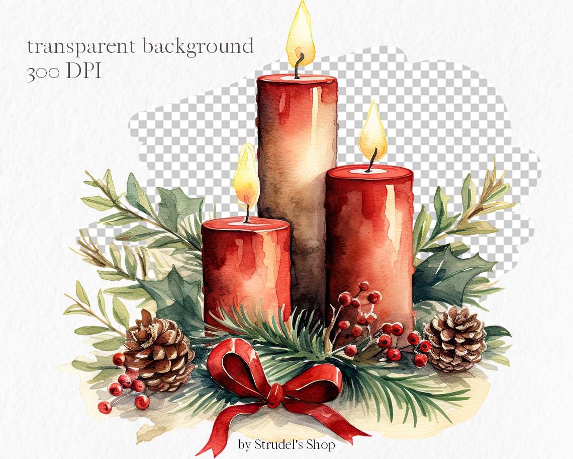 Classic Christmas Watercolor Digital Bundle #b186 - Etsy