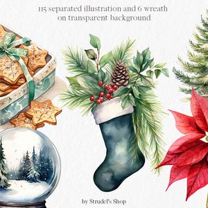 Classic Christmas Watercolor Digital Bundle b186 - Etsy