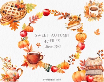 Autumn Watercolor Clipart Fall Clip Art Fall Leaves - Etsy