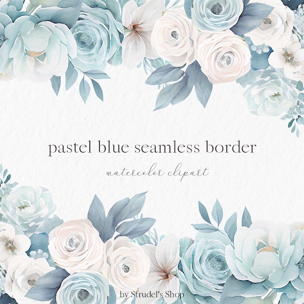 Dusty Blue Flower Border Svg - Etsy