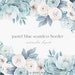 Dusty Blue Flower Seamless Border Watercolor Clipart PNG - Floral ...