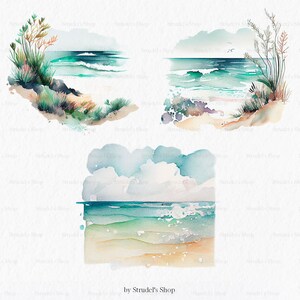 Seascapes Watercolor Clipart PNG - Summer Ocean Beach Sea Summer ...