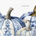 Fall Seamless Pumpkin Border Watercolor Clipart PNG - Blue White ...