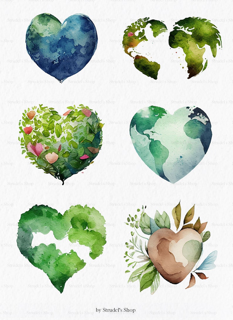 Earth Day Watercolor Clipart PNG Environment Celebrate Earth - Etsy